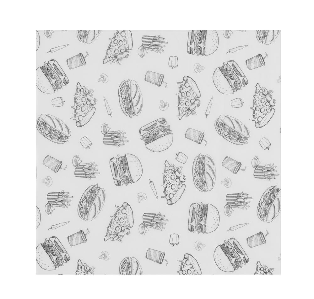 Papier ingraissable - Motif illustration fast food - 500 u. - 305x305mm