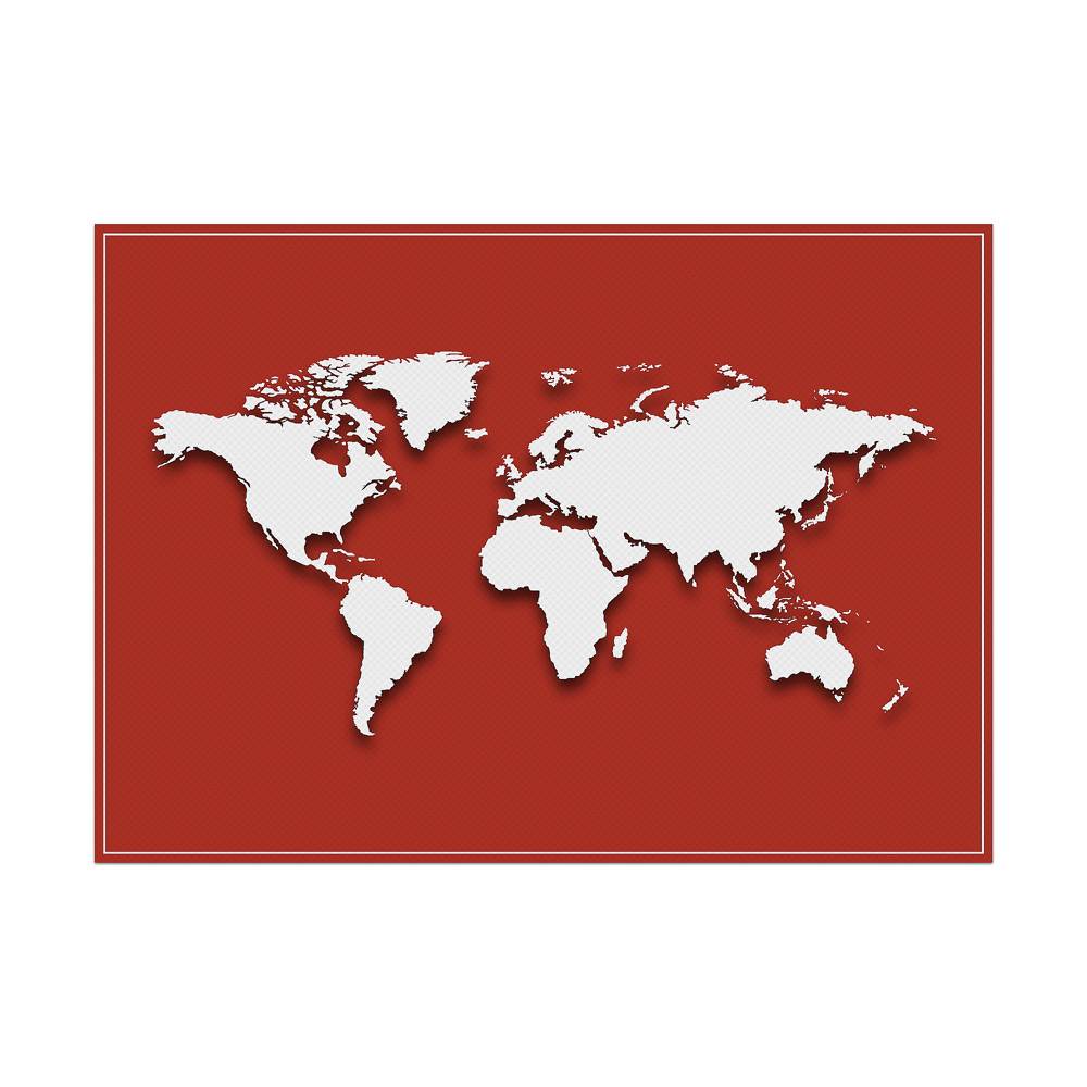Placemat Set van 6 Stuks Wereldkaart Rood Placemat Set van 6 Stuks Wereldkaart Rood