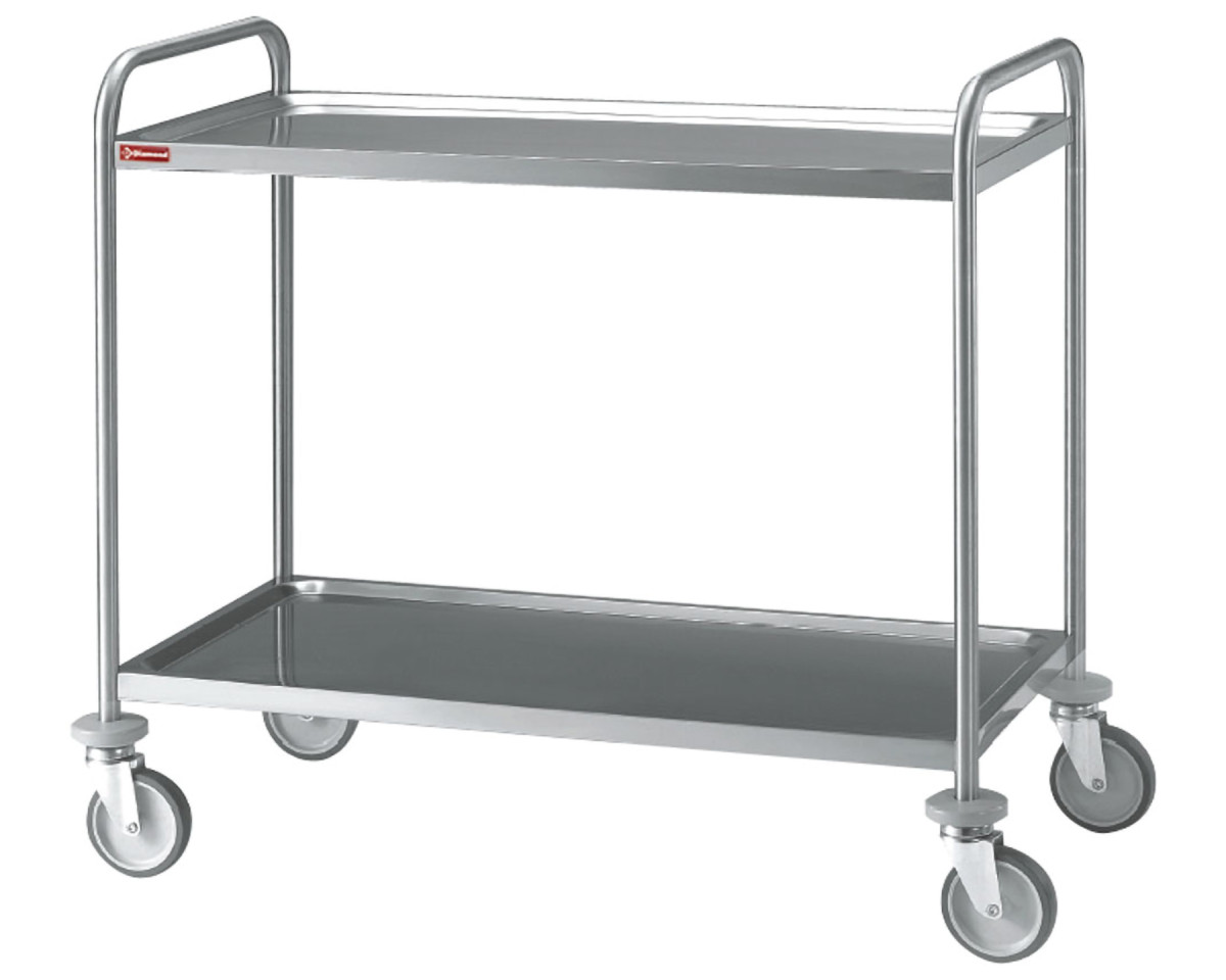 Servierwagen aus Edelstahl, 2 Ebenen – 1000 x 500 x (H) 960 mm