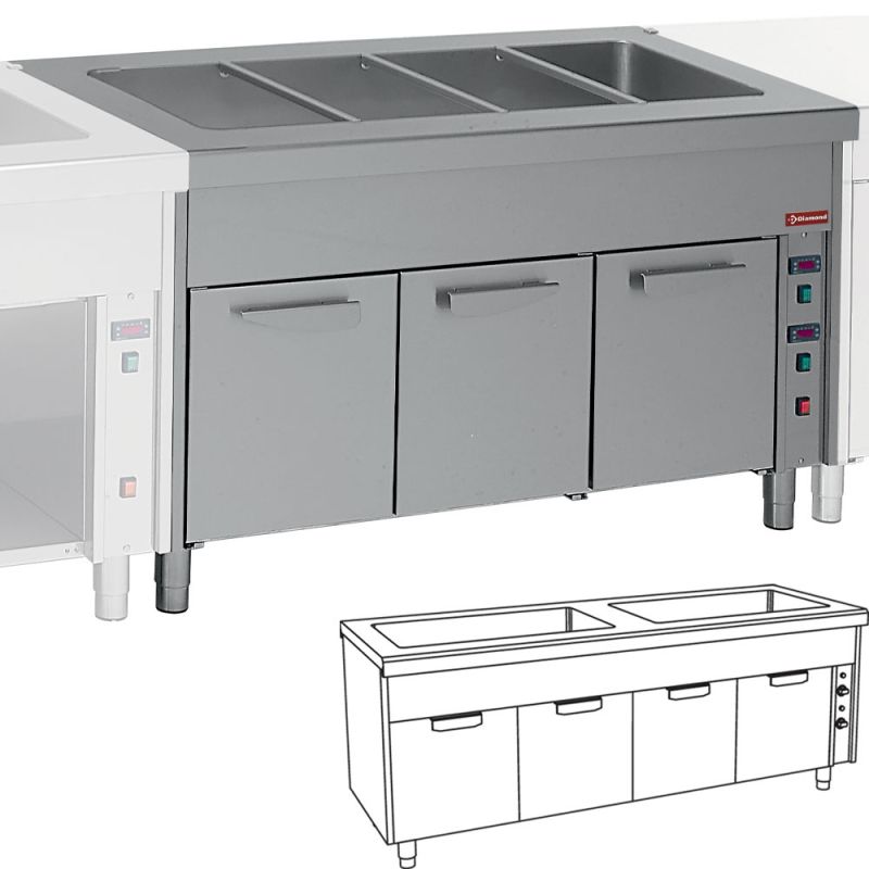 Bain Marie avec armoire chauffante 2x 3 1/1GN