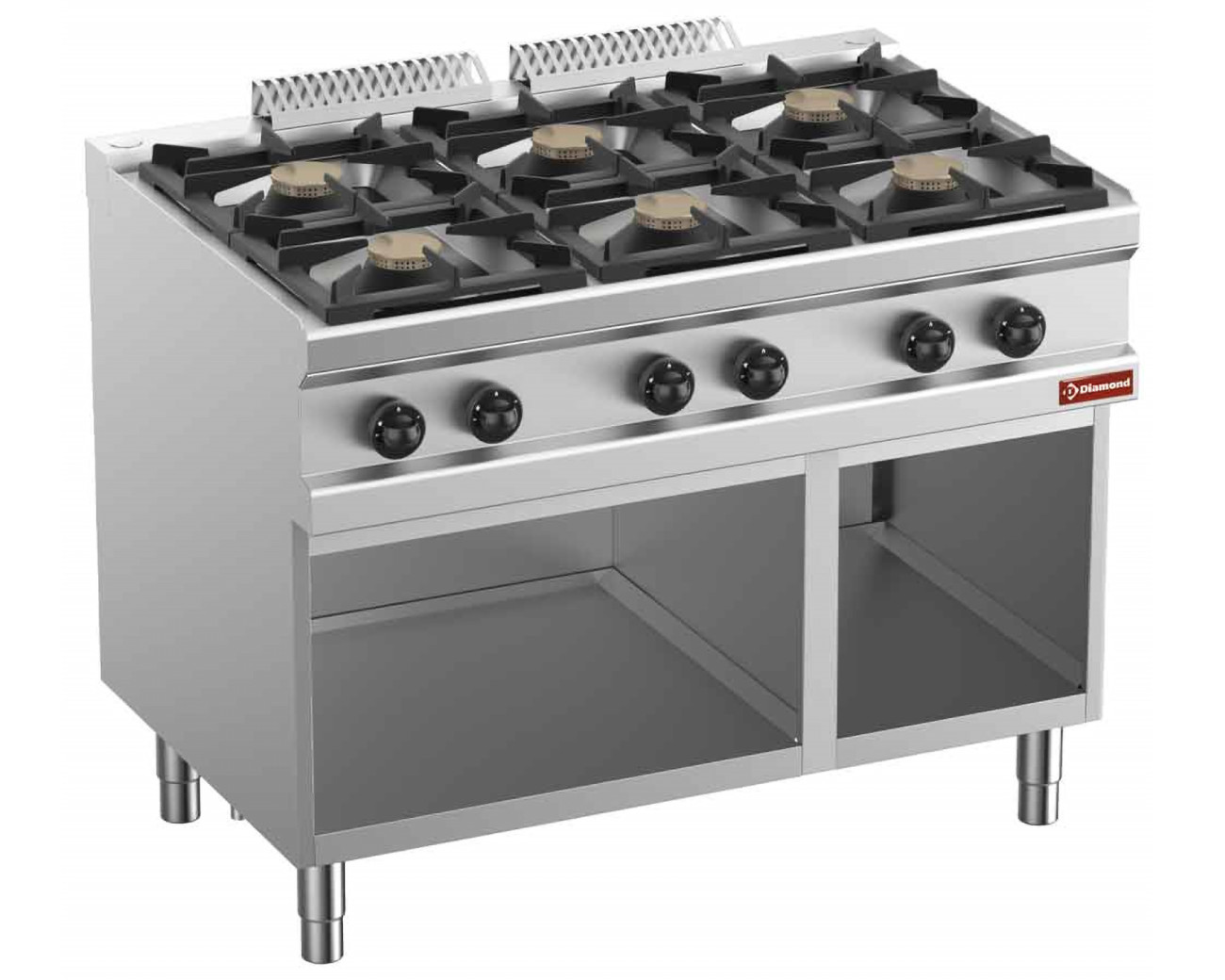 Cuisinière à gaz 6 feux - Meuble bas ouvert